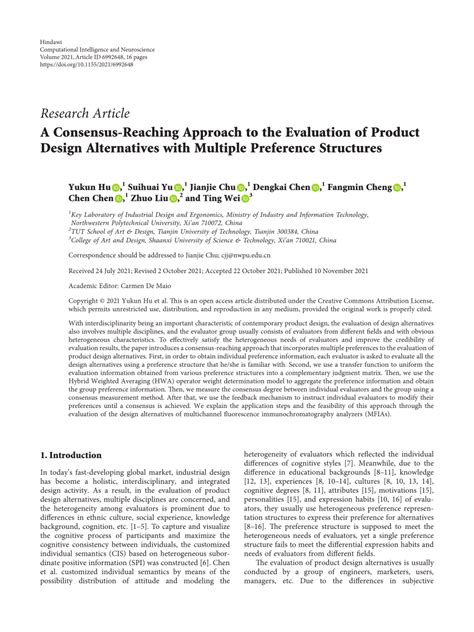 pdf a consensus reaching approach to the evaluation of product design