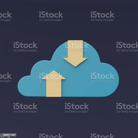 어두운 배경에 고립 된 화살표 선이있는 파란색 구름 기호의 3d 렌더링 클라우드 저장 기술 데이터 정보 전송 최소 스타일 0명에 대한 스톡 사진 및 기타 이미지 Istock