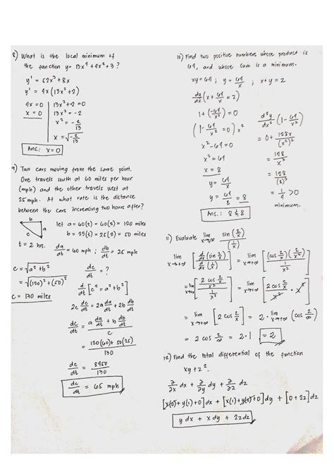 SOLUTION Calculus 1 Practice Problems Studypool