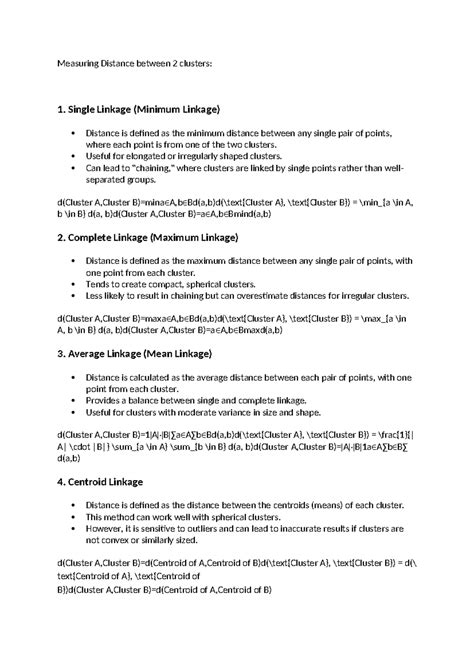 Data Science Notes Measuring Distance Between 2 Clusters 1 Single
