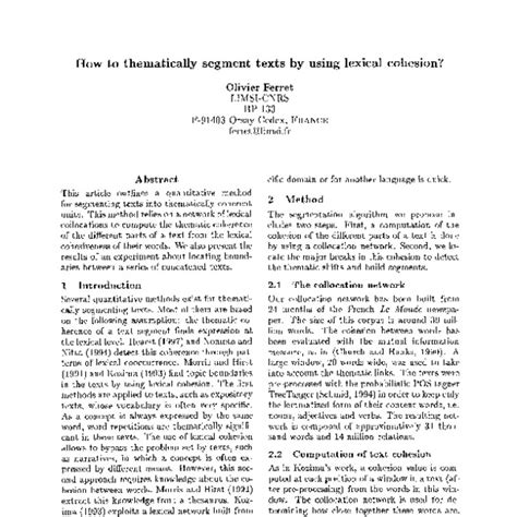 How To Thematically Segment Texts By Using Lexical Cohesion Acl