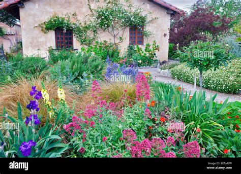Gardens At The Carmel Mission Carmel By The Sea California Stock
