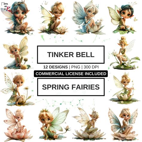 12 Tinkerbell Spring Fairy Clipart Png Bundle Spring Fairy Png Fairy Illustration Spring Png
