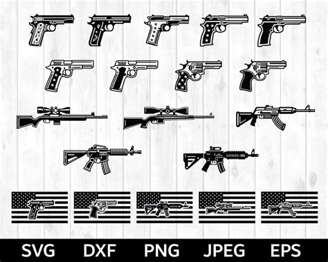 Gun Svg Bundle Gun Cut File Rifle Svg Patriotic Svg Svg Files For