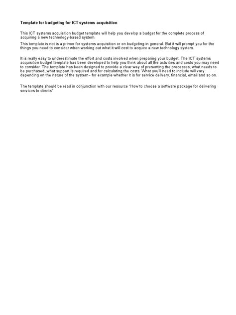 It Systems Acquistion Budget Template Pdf Computer Hardware