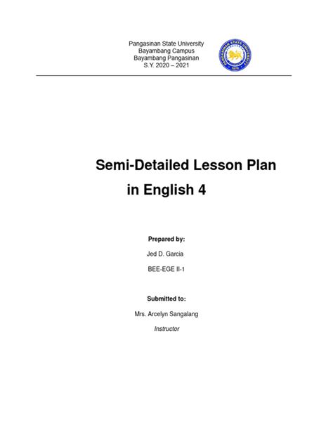 Garcia Jed D Bee Ege Ii 1 Lesson Plan Revised Pdf Metaphor