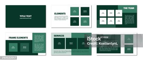 녹색 사각형 프리젠 테이션 템플릿입니다 평면 디자인 흰색 배경 6개의 슬라이드 제목 요소 팀 프레임 서비스 리뷰 1920년에 대한 스톡 벡터 아트 및 기타 이미지 Istock