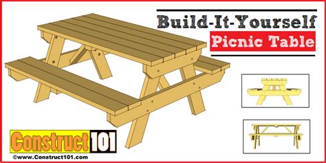 Traditional Picnic Table Plans Construct101