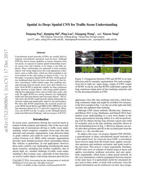 Pdf Spatial As Deep Spatial Cnn For Trafﬁc Scene Understanding