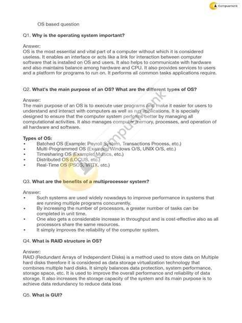 Os Interview Questions Pdf Kernel Operating System Process