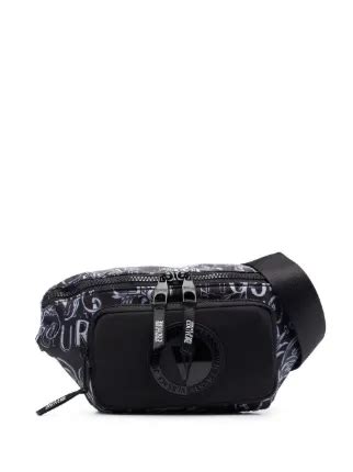 Versace Jeans Couture Logo Print Belt Bag Black Farfetch Uk