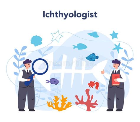 Ichthyologist Concept Ocean Fauna Scientist Stock Vector