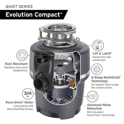 Insinkerator Evolution Compact 3 4 Hp Continuous Feed Garbage Disposal And Reviews Wayfair