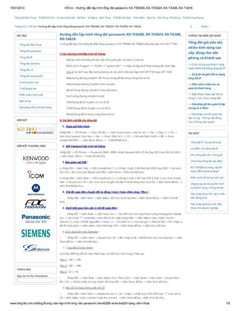 Pdf Huong Dan Lap Trinh Tong Dai Panasonic Kx Ta308 Kx Ta616