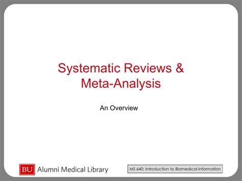 Systematic Reviews And Meta Analysis
