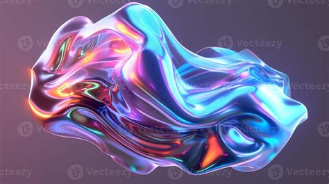 ai generated abstract fluid iridescent holographic neon curved wave in motion background