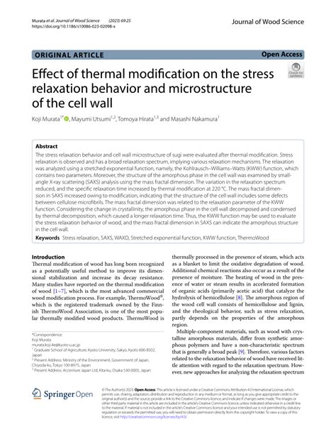 Pdf Effect Of Thermal Modification On The Stress Relaxation Behavior And Microstructure Of The