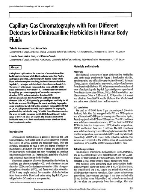 Pdf Capillary Gas Chromatography With Four Different Detectors For Dinitroaniline Herbicides