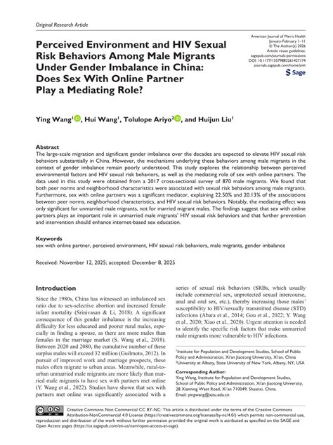 Pdf Perceived Environment And Hiv Sexual Risk Behaviors Among Male