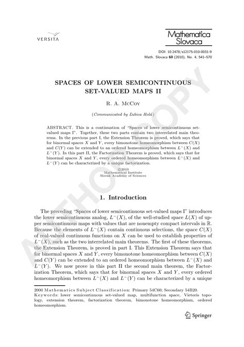Pdf Spaces Of Lower Semicontinuous Set Valued Maps Ii