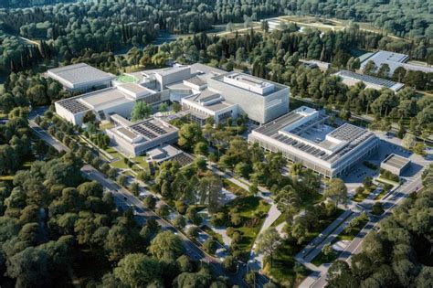 Large White Building Of Asml Surrounded By Green Trees Premium Ai