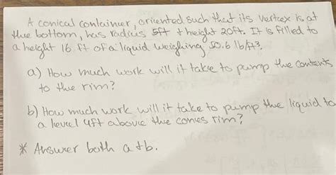 Solved A Conical Containuer Oriented Such That Its Vertex