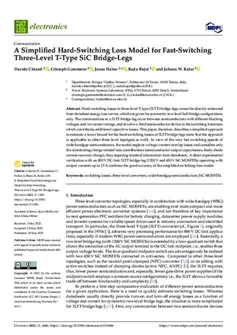 Pdf A Simplified Hard Switching Loss Model For Fast Switching Three Level T Type Sic Bridge Legs