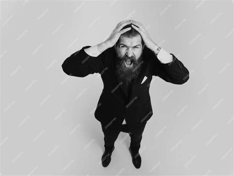 Gestão De Negócios Assustado Chocado Com Rosto Surpreso Assustado E