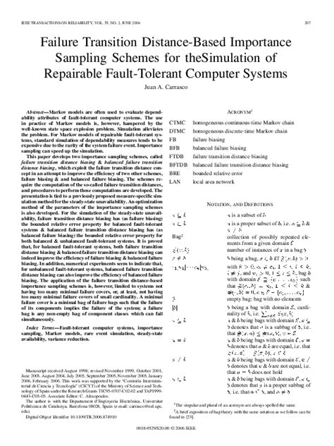 Pdf Importance Sampling For Repairable Fault Tolerant Systems