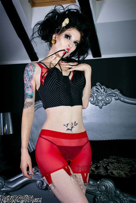 Alternative Model Razor Candi Dildos Her Shaved Pussy During Solo Action