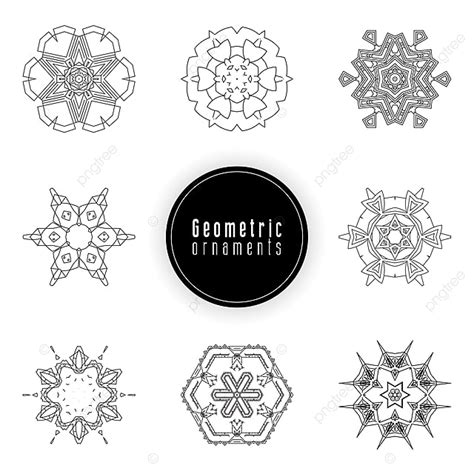 Geometric Ornaments Design Set Vector Set Geometric Ornament Png And