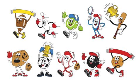 Set Of Happy Sport Mascot Ball Cartoon Character 50529067 Vector Art At