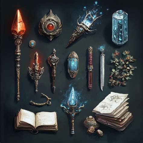 Iconic Rpg Items And Artifacts With Unique Powers And Effects Premium Ai Generated Image