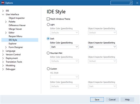 IDE Style RAD Studio