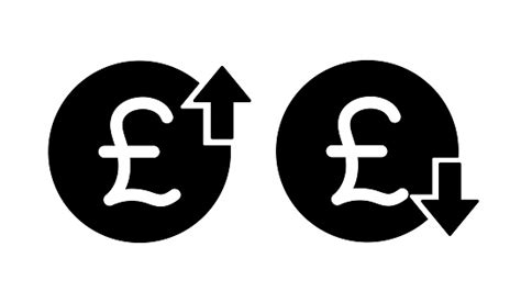 Set Of Cost Symbol Pound Increase And Decrease Icon Money Pound Unit Of