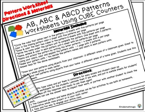 Ab Abc And Abcd Cube Patterns Math Patterns Abc Patterns Addition Activities Kindergarten