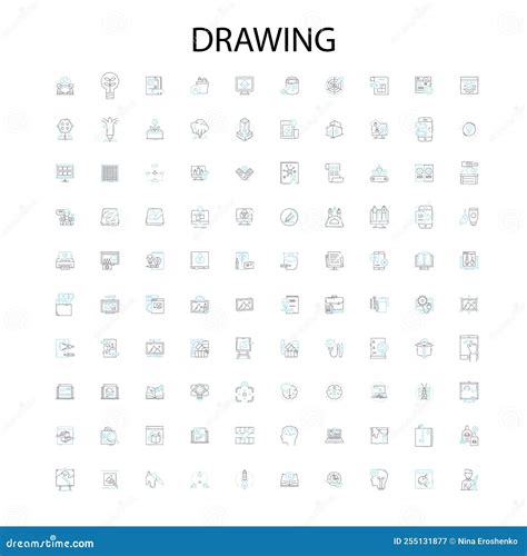 Drawing Icons Signs Outline Symbols Concept Linear Illustration Line