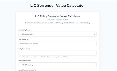 Lic Surrender Value Calculator Calculate Policy Value
