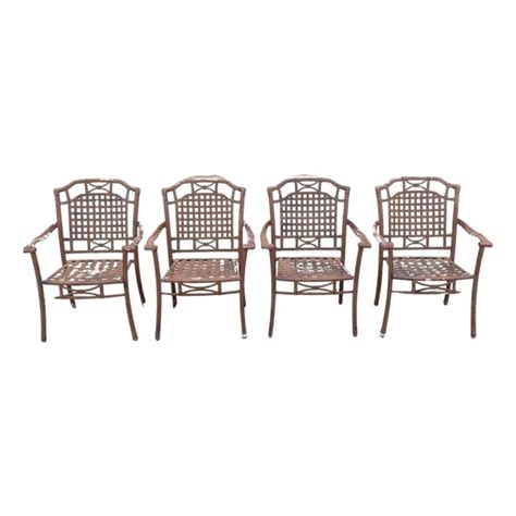 Late 20th Century Cast Aluminum Basket Weave Lattice Rattan Patio