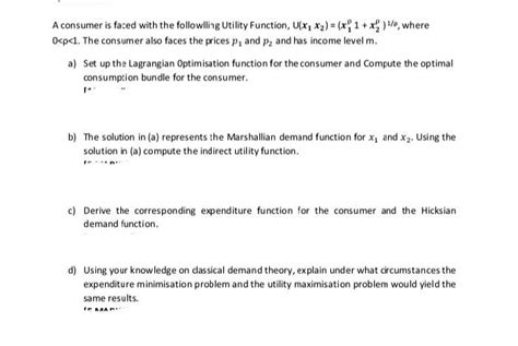 Solved A Consumer Is Faced With The Followilling Utility