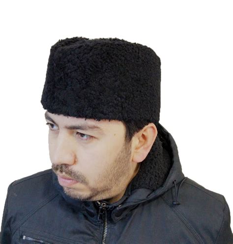 Black Sheepskin Anatolian Kalpak Hat Handmade Leather Hat Turkish