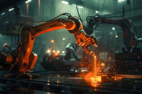 Robotic Arms At Work In An Automated Production Line Stock Illustration Illustration Of