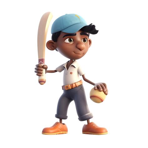 Premium Ai Image 3d Render Of A Little Boy With Baseball Bat And