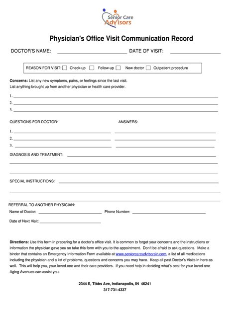 Fillable Online Physician Visit Communication Form Fax Email Print