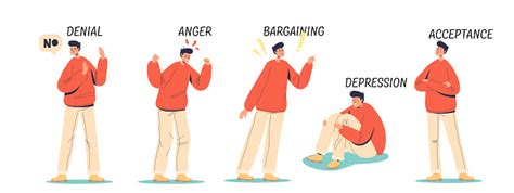 정서적 상태와 정신 건강의 부정 분노 협상 우울증 및 수용 단계 우울함에 대한 스톡 벡터 아트 및 기타 이미지 우울함 동의