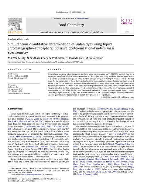 Pdf Simultaneous Quantitative Determination Of Sudan Dyes Using Liquid Chromatography