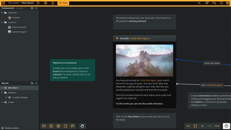 Project Top Menu Arcweave Documentation