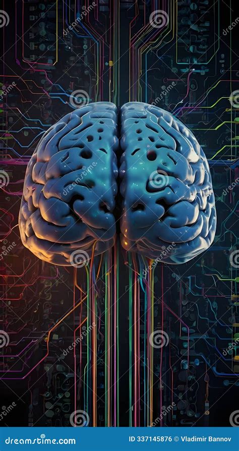 A Conceptual Image Of A Human Brain With Glowing Circuits And Data