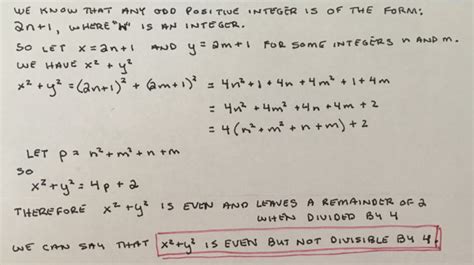 Prove That If X And Y Are Odd Positive Integers Then X² Y² Is Even But Not Divisible By 4