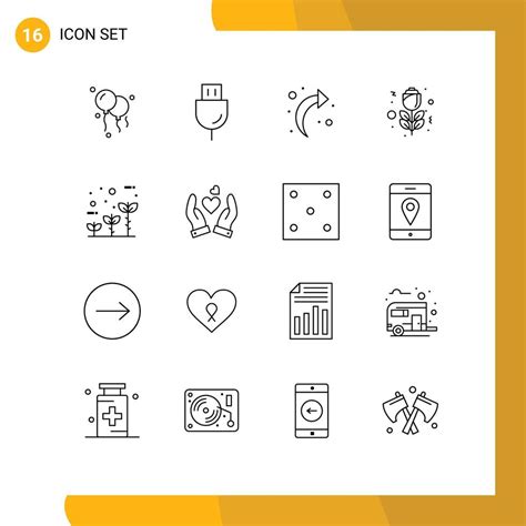Editable Vector Line Pack Of 16 Simple Outlines Of Hand Globe Back